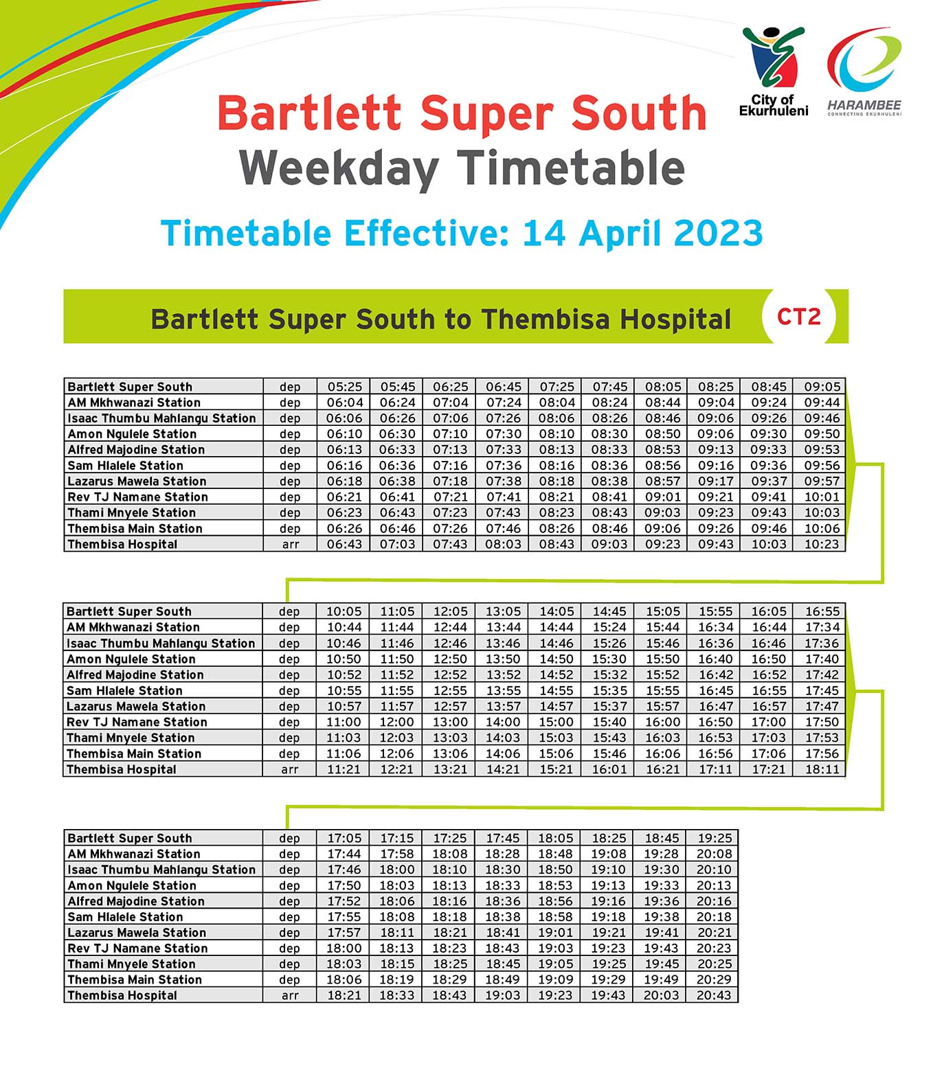 Timetable - harambeebrt