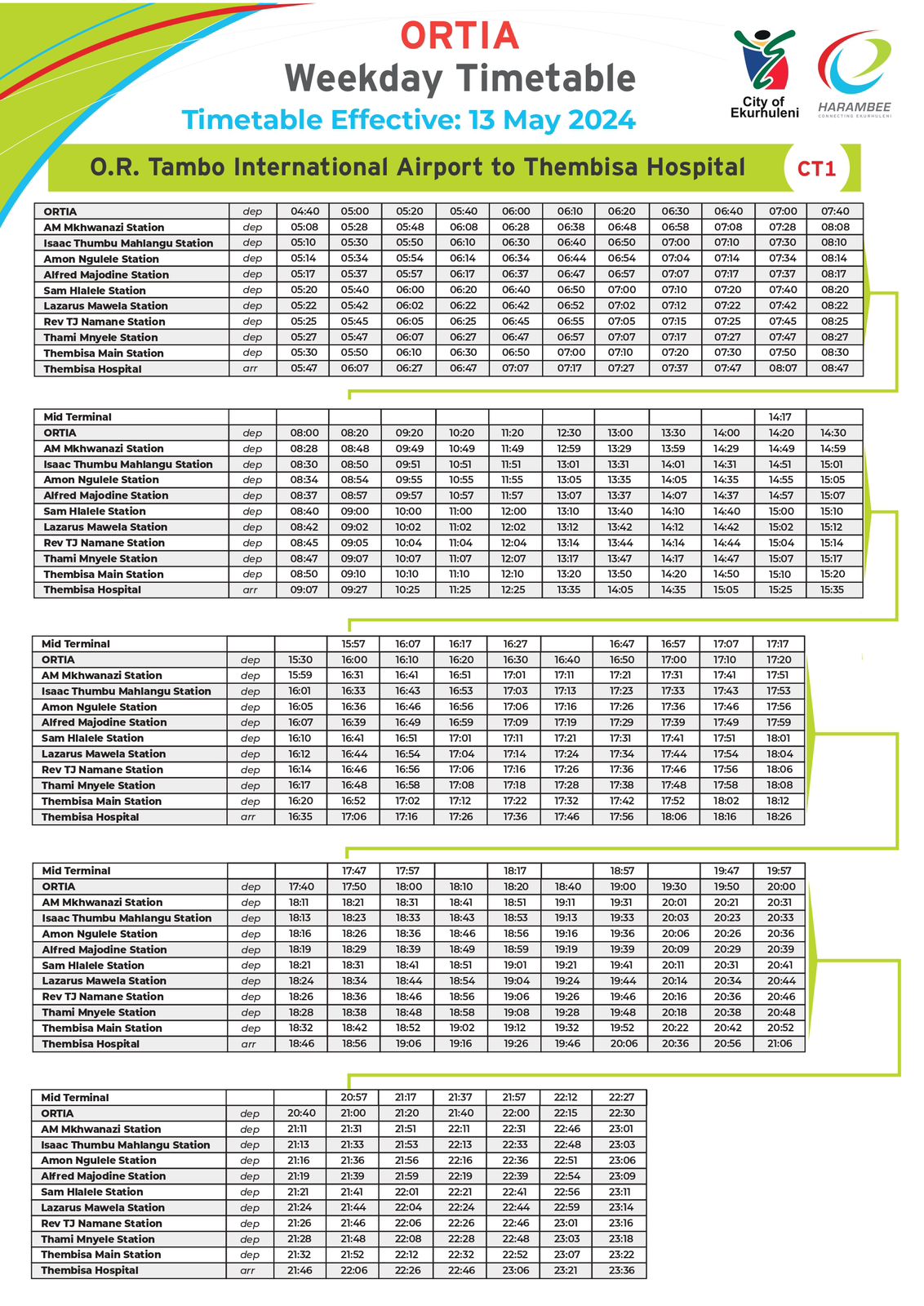 Timetable - harambeebrt